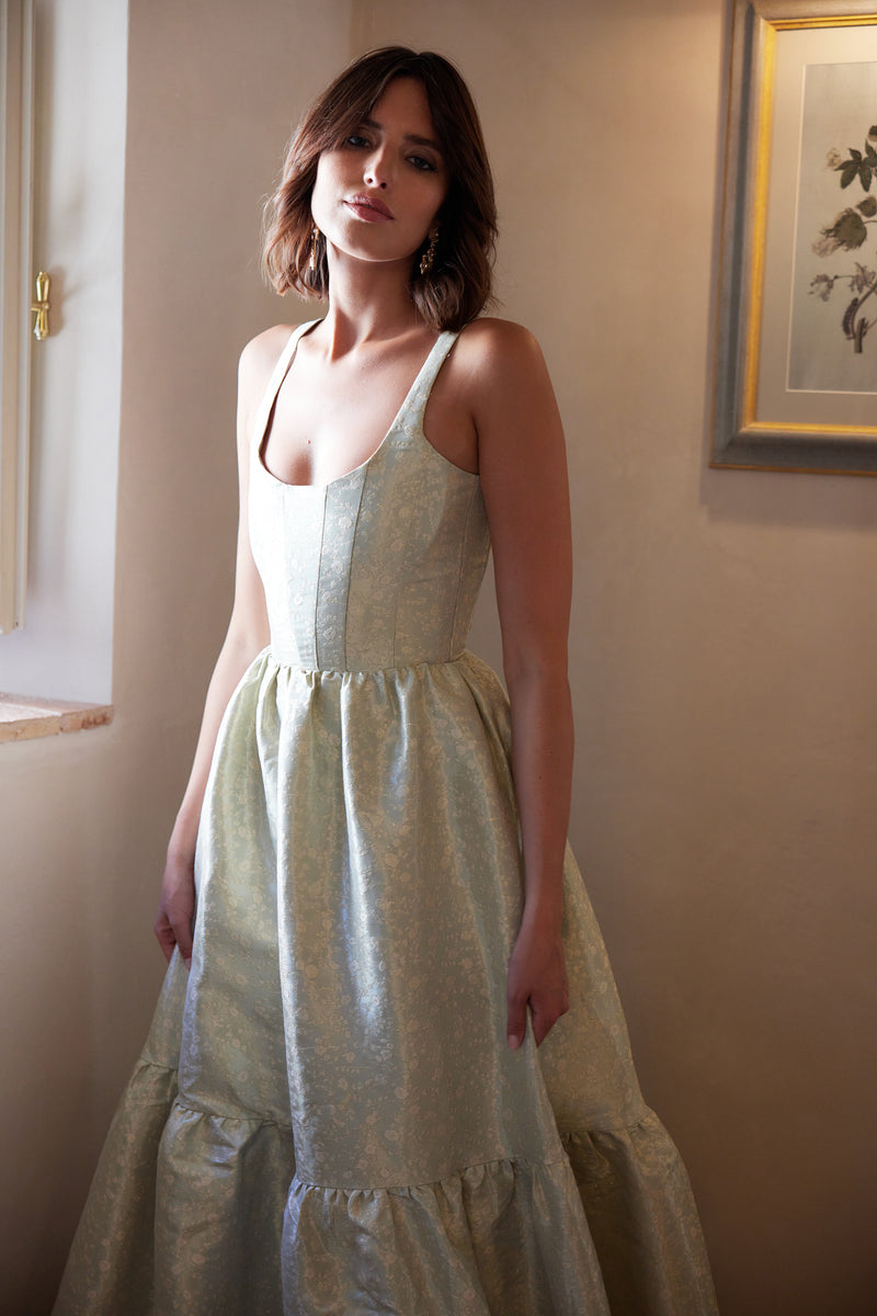 The Avery Dress in Sage Duchess – V. Chapman