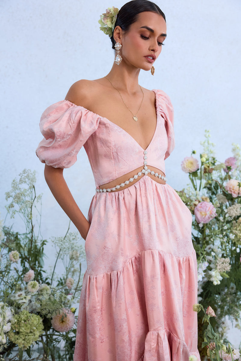 The Emma Dress in Light Pink Windsor Brocade – V. Chapman
