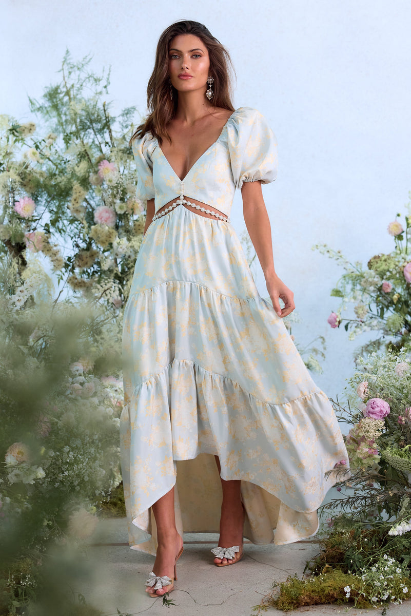 The Emma Dress in Sky Windsor Brocade – V. Chapman